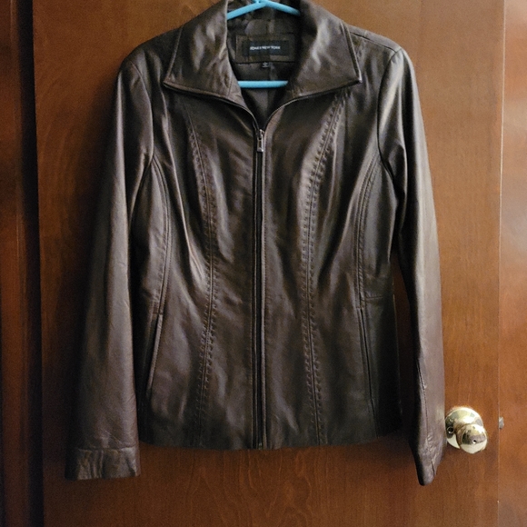 Jones New York | Jackets & Coats | Chocolate Brown Leather Jacket ...